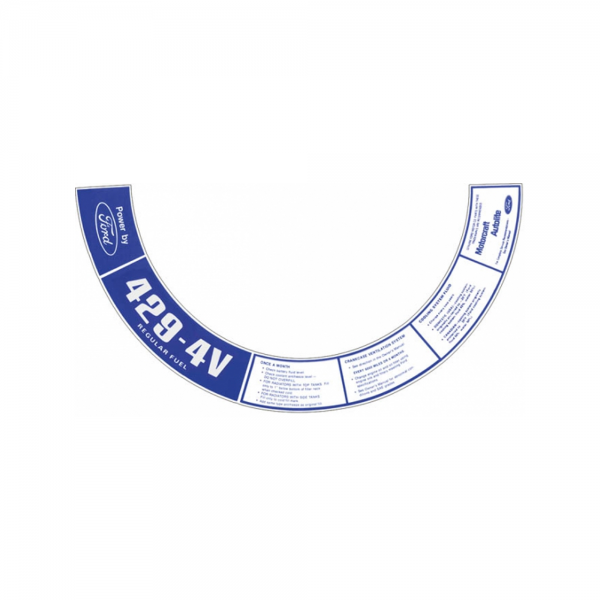 Ford Restoration Parts 429 4V Air Cleaner Decal - DF0181