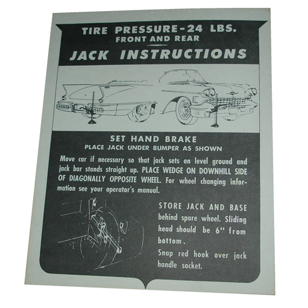 Jack Instructions Decal - In Trunk