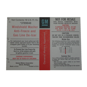 Windshield Washer Bottle Decal