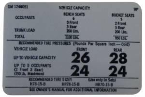 Tire Pressure & Maintenance Decal