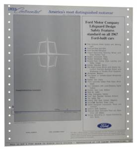 1967 Lincoln Restoration Parts New Car Window Price Sticker - DL0069