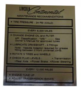 Tire Maintenance Decal - In Glove Box