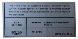 460 Automatic Transmission Emission Decal