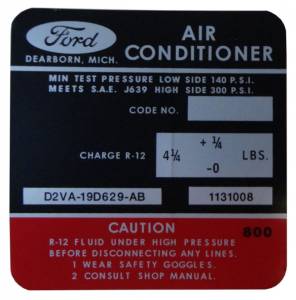 1972 Lincoln Restoration Parts AC Compressor Decal - DL0862