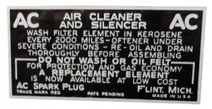 Air Cleaner Service Instructions Decal