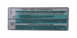 1973 Oldsmobile Restoration Parts "Your New Oldsmobile" Sun Visor Decal - DO0088