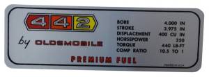 1967 Oldsmobile Restoration Parts 442 Valve Cover Decal - DO0142