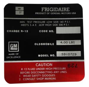 Frigidaire AC Compressor Decal