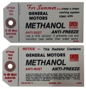 Oldsmobile Restoration Parts Methanol Antifreeze Tag - DO0388