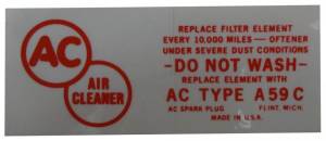 Air Cleaner Service Instructions Decal - Red