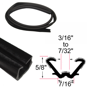 Window / Glass Run Channel - Flexible - 8' Strip - 5/8" Tall 7/16" Wide
