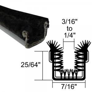 Window / Glass Run Channel - Rigid - Pair of 4' Strips - 25/64" Tall 7/ ...