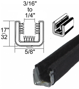 Window / Glass Run Channel - Flexible 6' Strip - 17/32" Tall 5/8" Wide