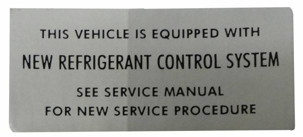 New Refrigerant Control System Decal