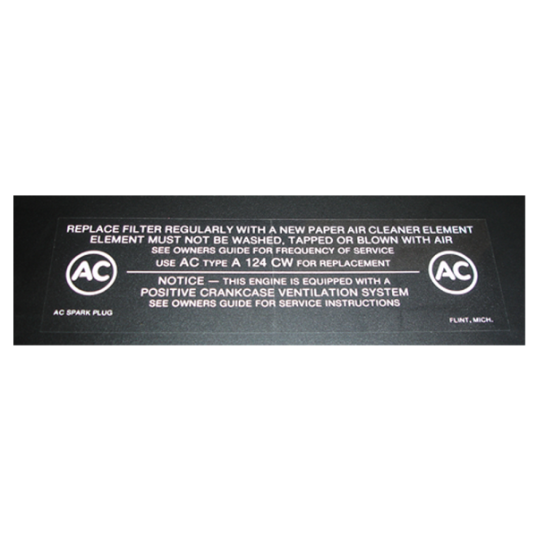 1966 Cadillac Restoration Parts Air Cleaner Decal - DA0091