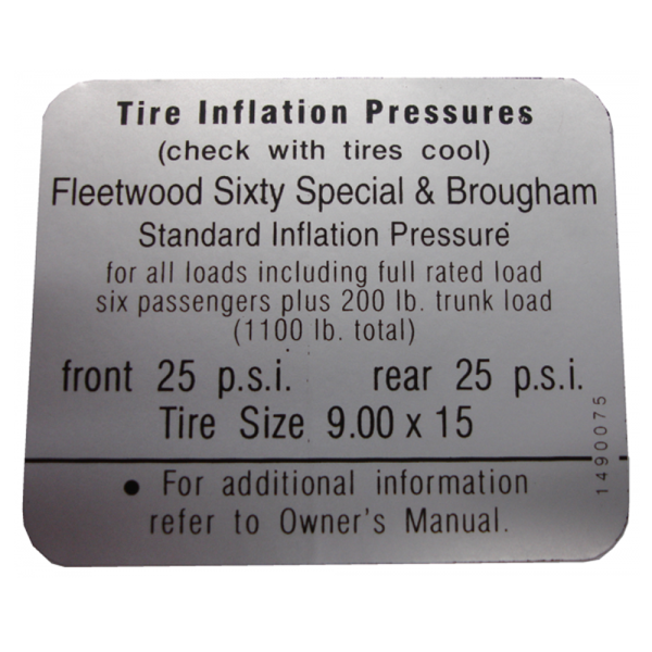 Tire Pressure Decal
